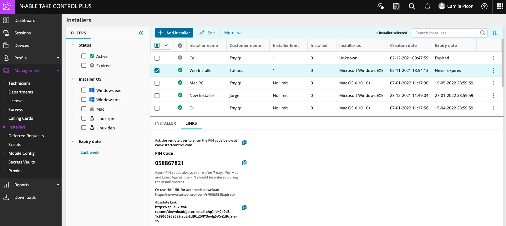 Release Take Control Admin Area – Installer repository | N-able Status