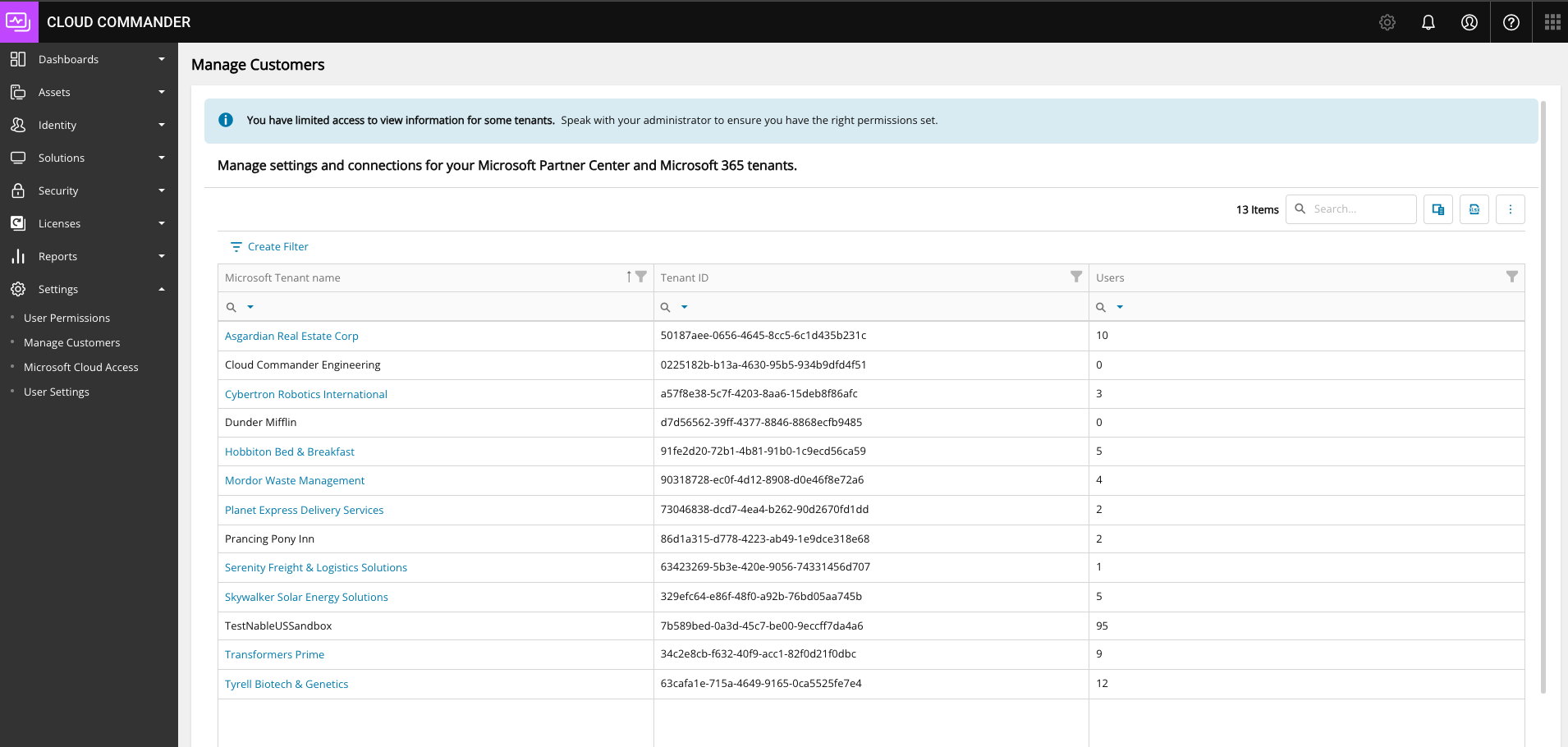 Cloud Commander adds Tenant level settings visibility with management coming soon | N-able Status