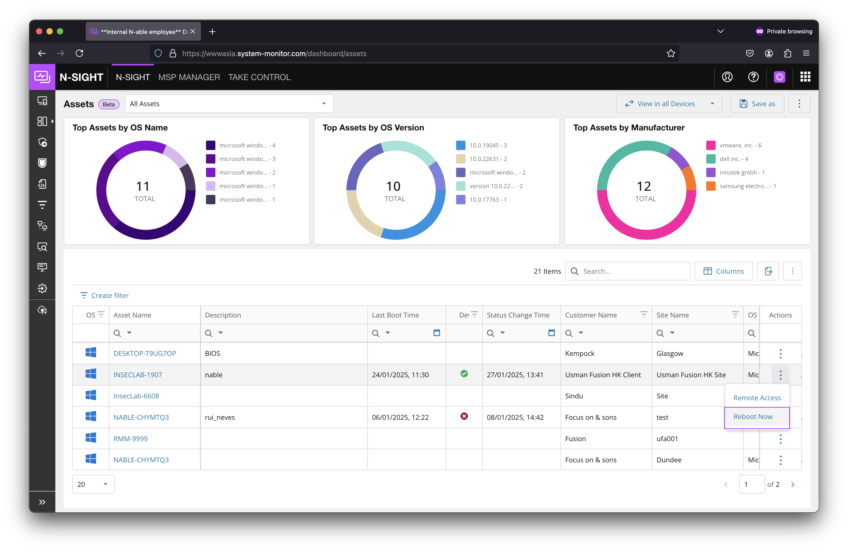 N-sight: Introducing a New Reboot Action on the New Assets View for ...