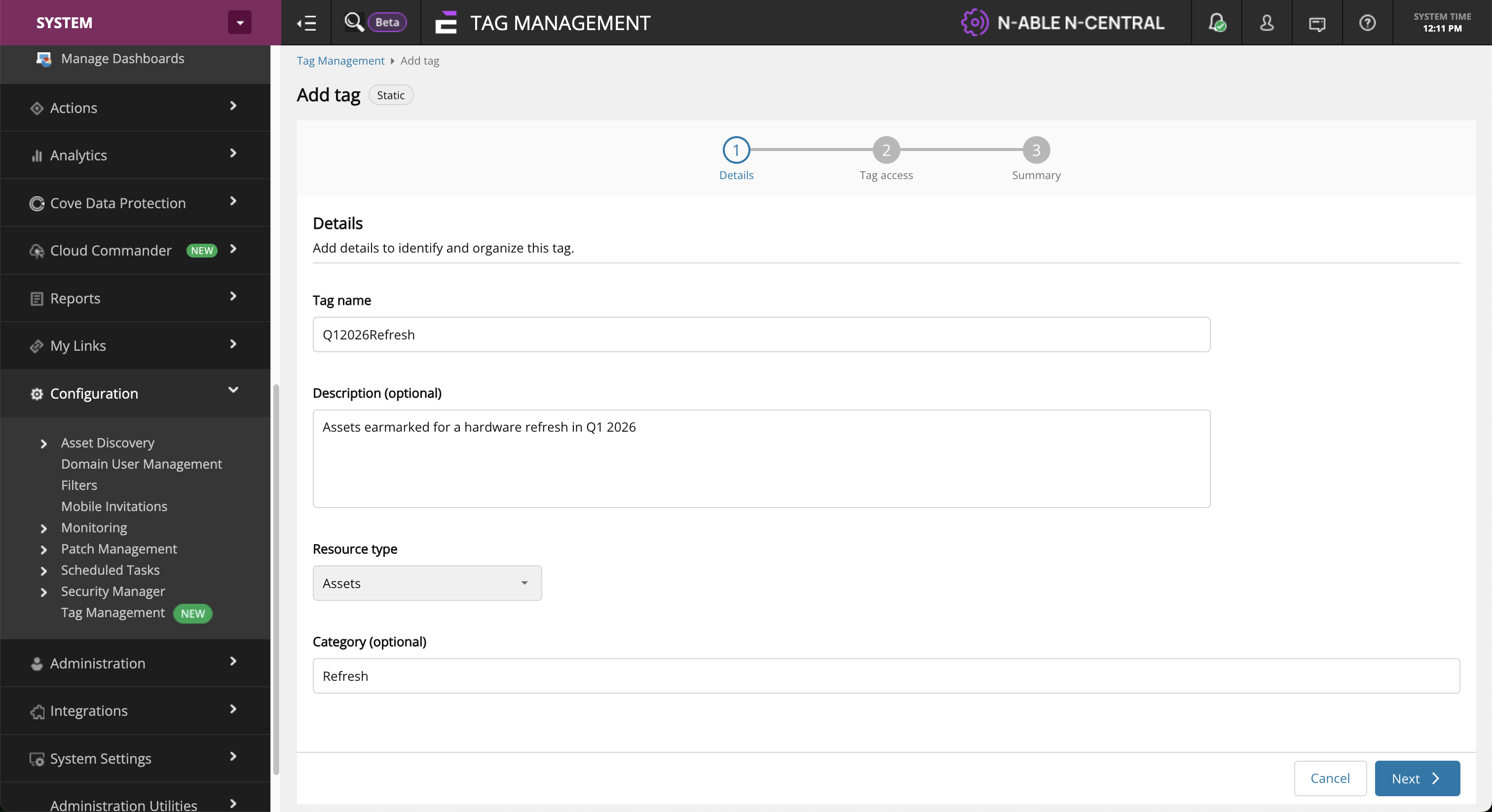 Asset Tags Now Available in Assets View | N-able Status